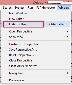 Java and Eclipse Plugin Development: Hide tool bar in eclipse