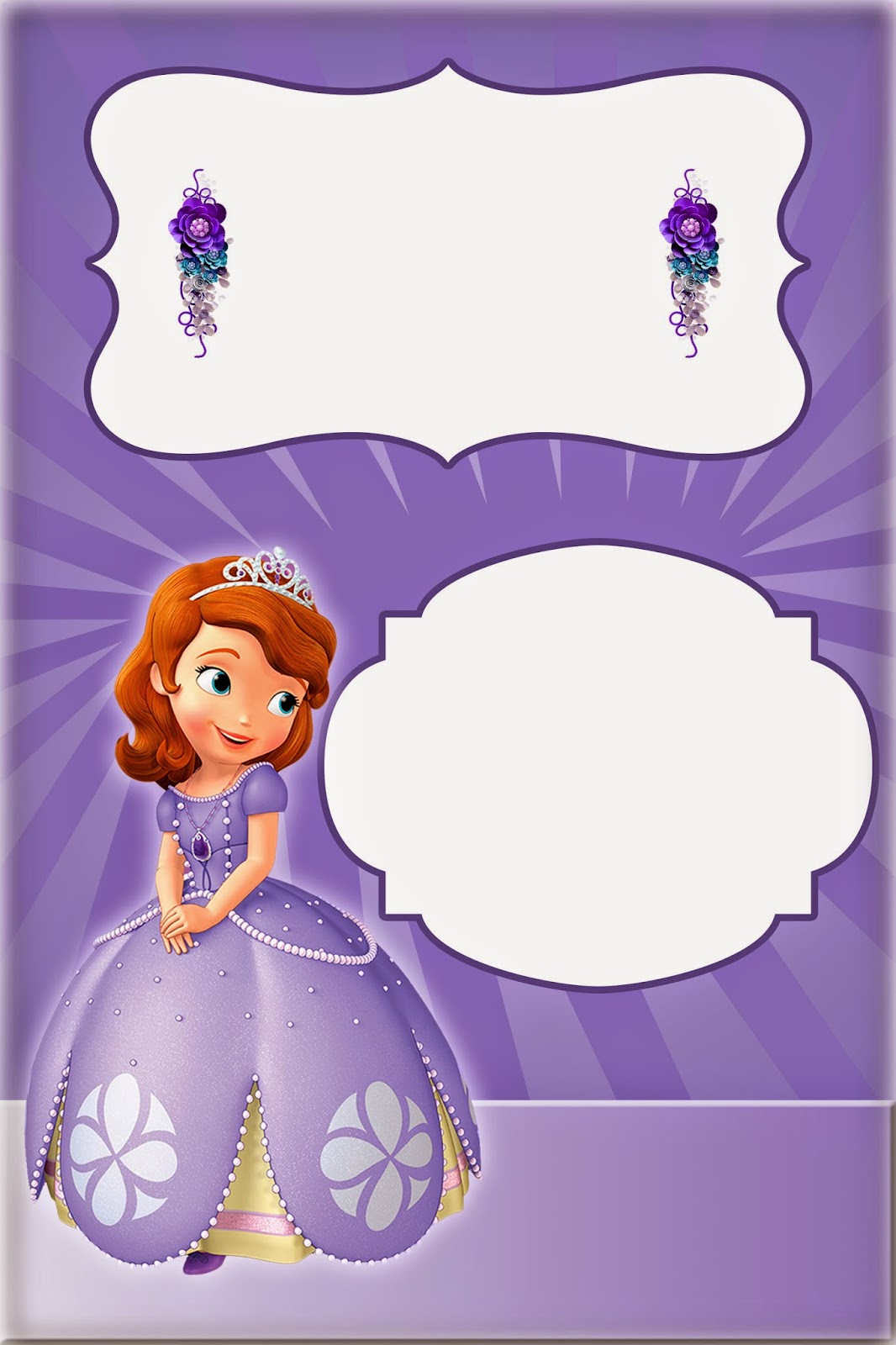 Tarjeta para invitaciones de cumpleaños de la princesa Sofía | Invitaciones gratis para ti