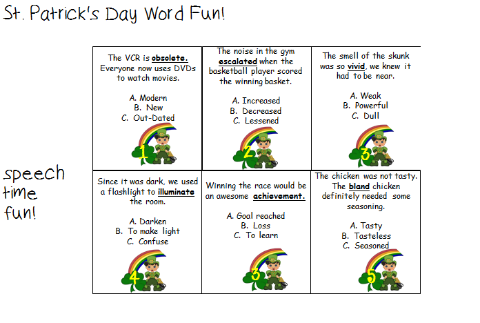 St. Patrick's Day Word Fun! - Speech Time Fun: Speech and Language ...