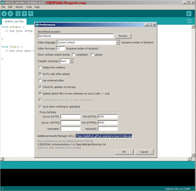 ESP8266 – Arduino IDE v1.6.4 Portable installation Guide