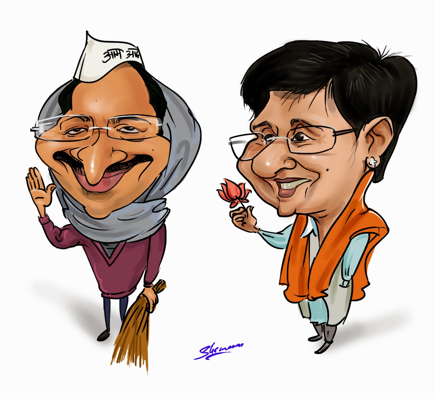 Creative Artist. Shameem : arvind kejrival and kiran bedi