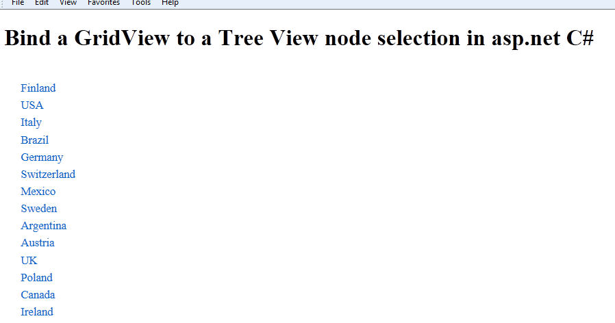 ASP.NET 4 TUTORIALS: Bind a GridView to a Tree View node selection in ... ASP.NET 4 TUTORIALS: Bind a GridView to a Tree View node selection in ...
