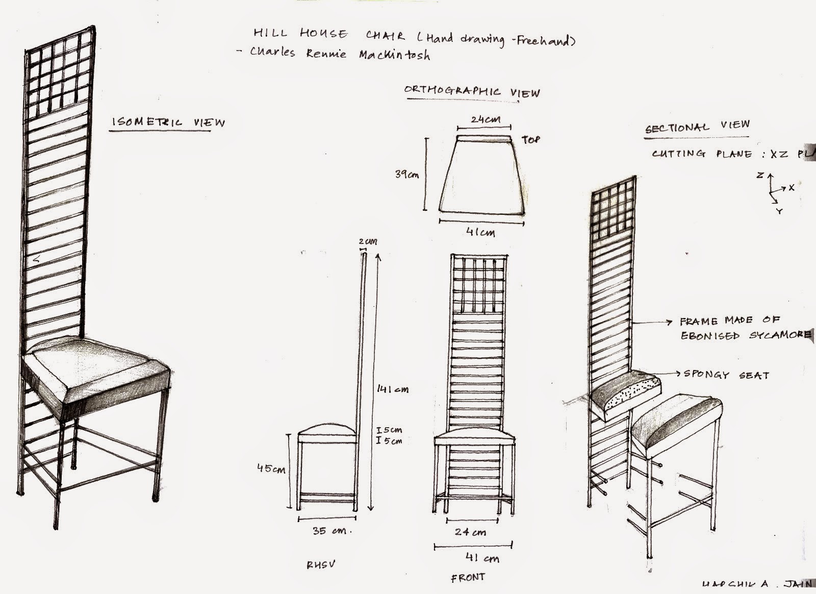 CRYPT- DECRYPT: Hill House Chair: Sketch, Orthographic Drawing and 3D ... CRYPT- DECRYPT: Hill House Chair: Sketch, Orthographic Drawing and 3D ...