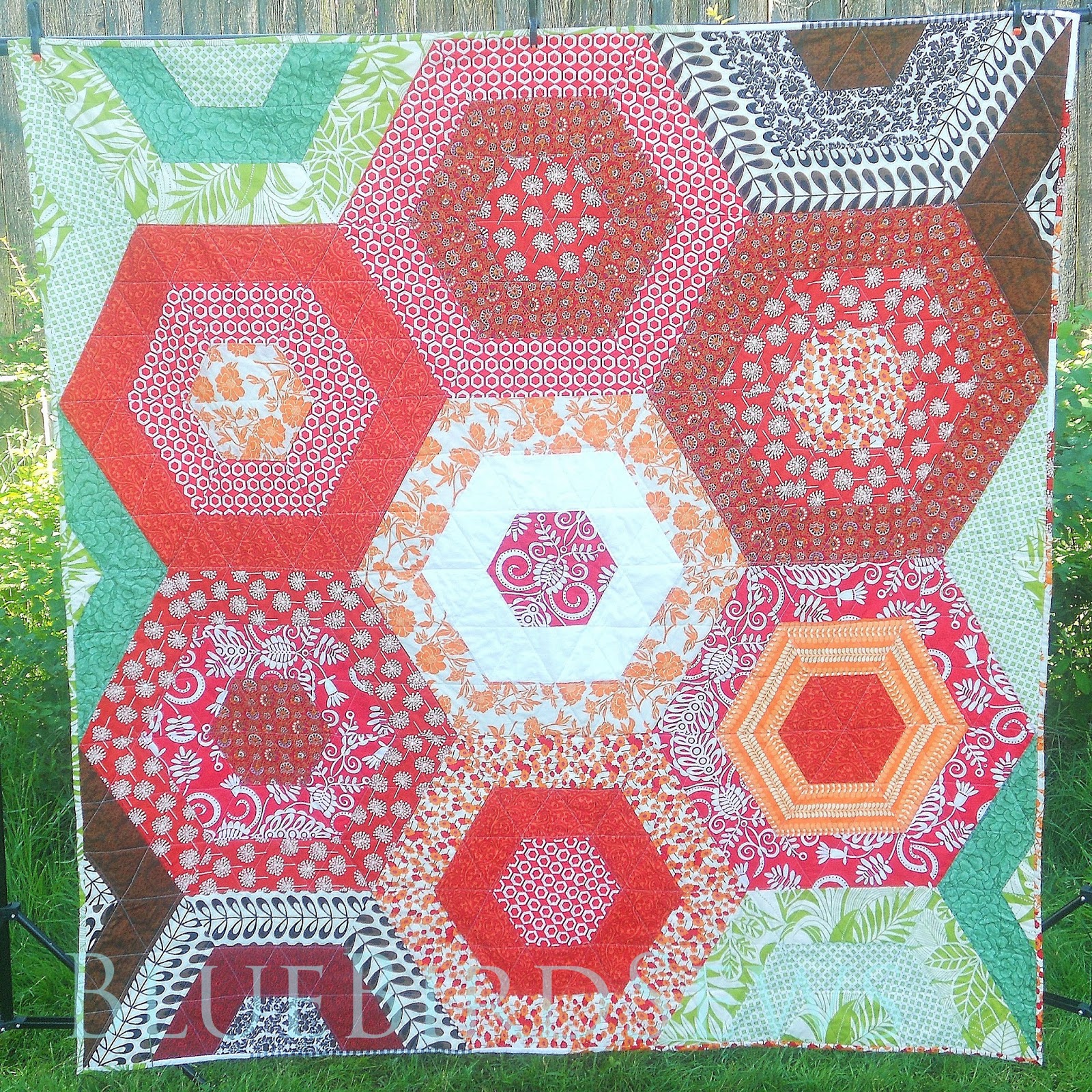 Blue Bird Sews Hexagon Flower Garden Quilt A Finish blue-bird-sews-hexagon-flower-garden-quilt-a-finish