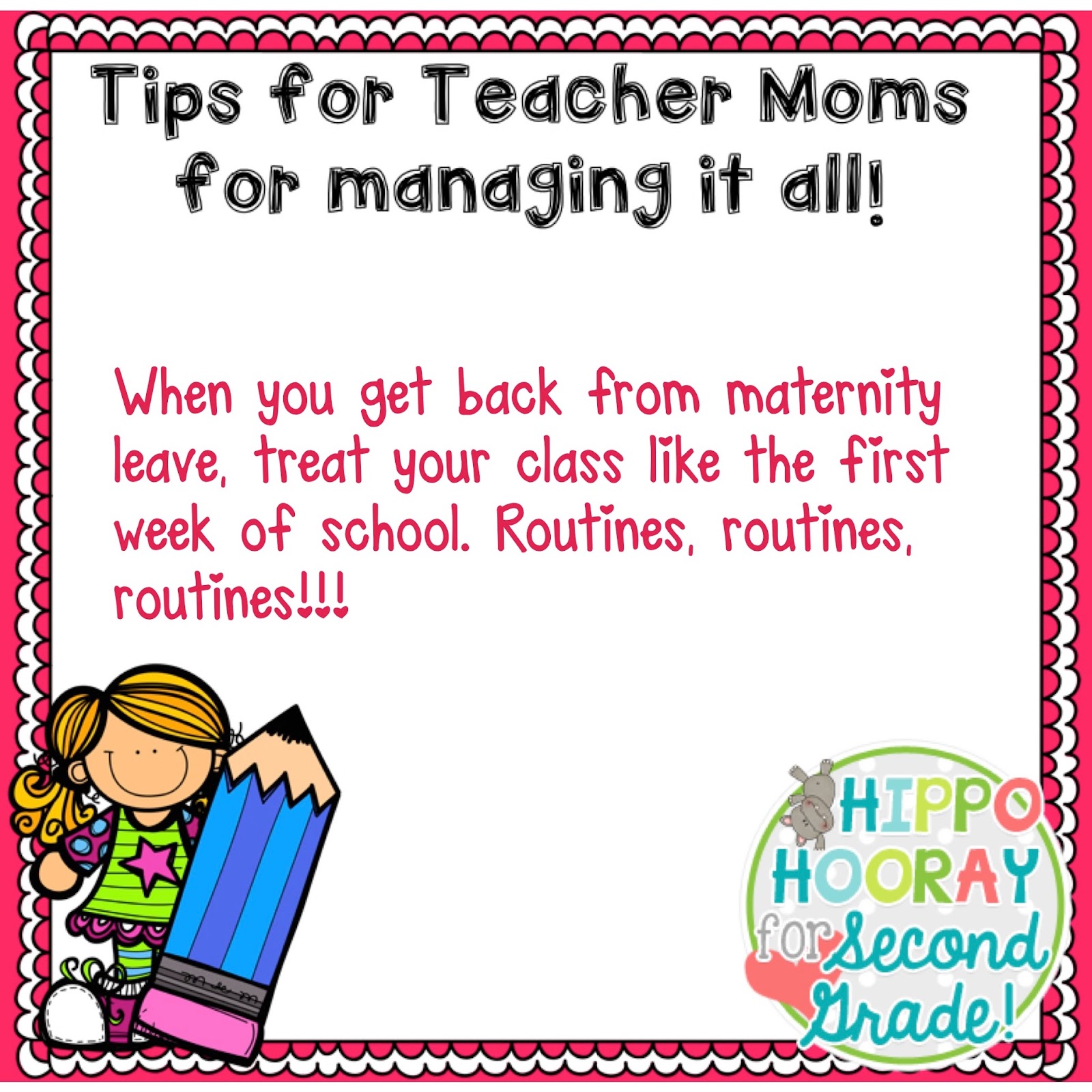 Advice for New Teacher Moms - Hippo Hooray for Second Grade!