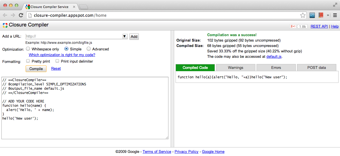 Google Closure Compiler 編譯器：產生最佳化（最小化）JavaScript 程式碼 - G. T. Wang