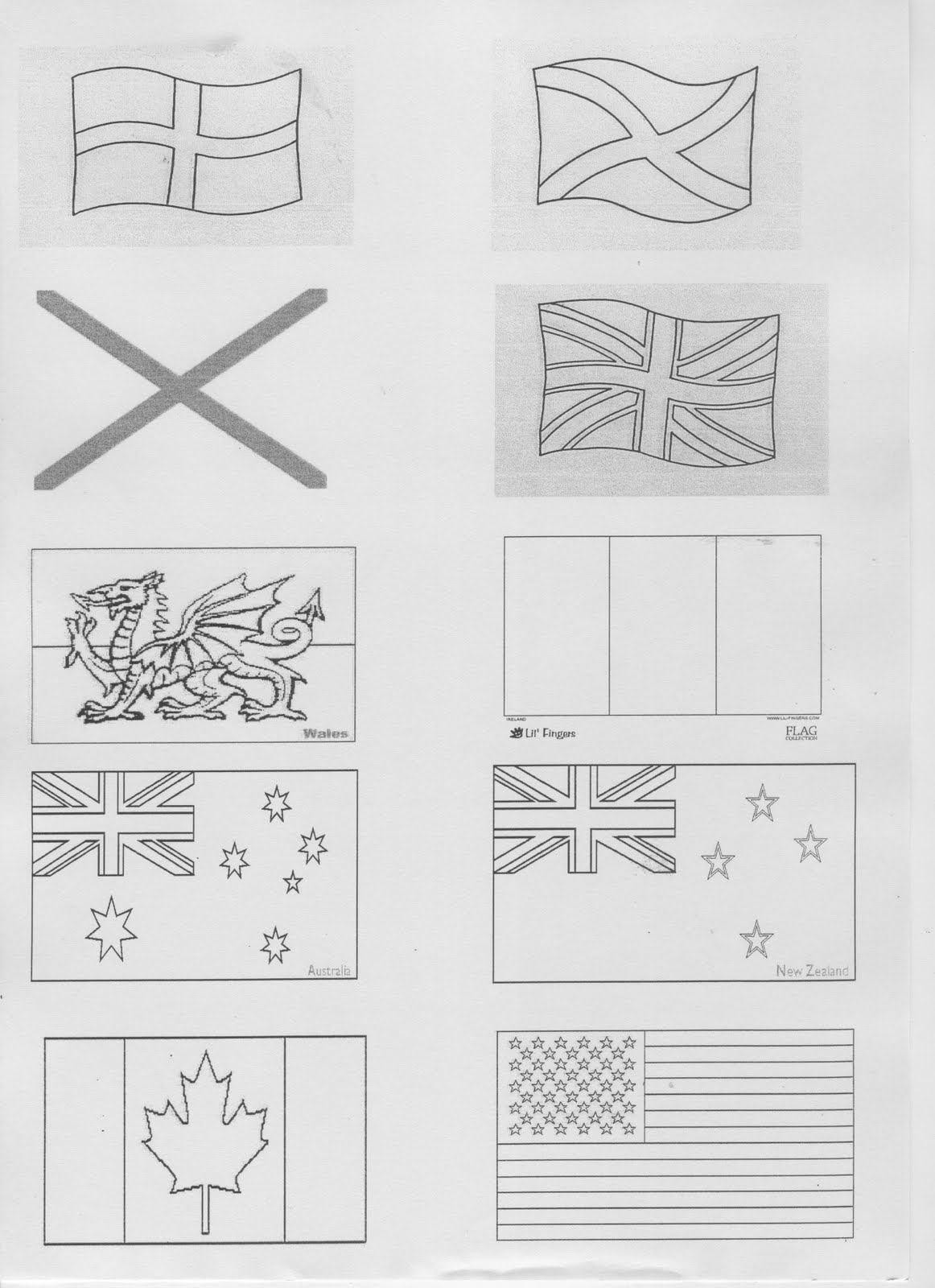 English-speaking countries' flags (blank)