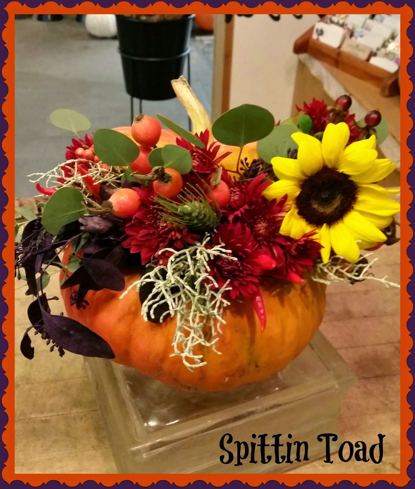 Spittin Toad Fall Pumpkin Floral Arrangement DIY spittin-toad-fall-pumpkin-floral-arrangement-diy