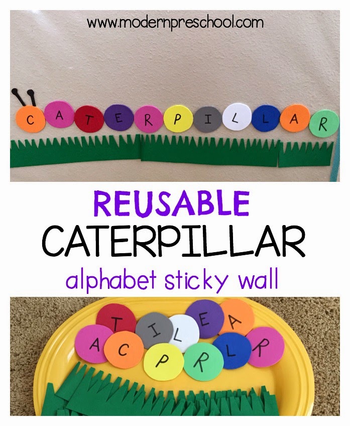 Reusable Colorful Caterpillar Alphabet Sticky Wall
