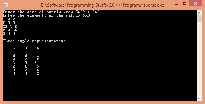Keep Coding - otherwise you will forget: Sparse matrix 3 tuple ... Keep Coding - otherwise you will forget: Sparse matrix 3 tuple ...