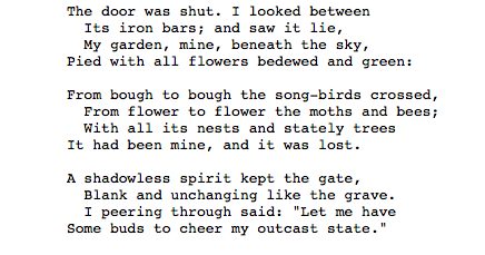 Christina Rossetti Poetry Analysis (AS English Literature): 'Shut Out ...