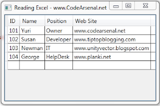 C# Read Excel and Show in WPF DataGrid - Code Arsenal