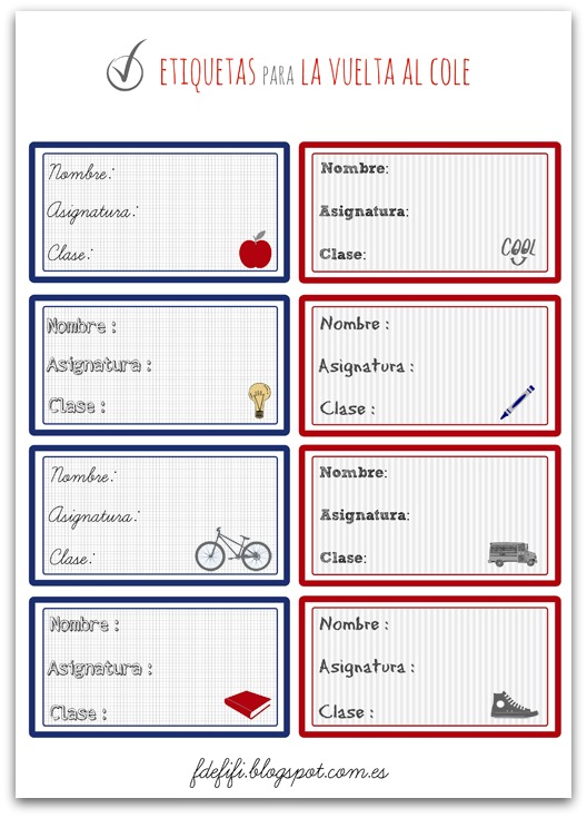 Etiquetas imprimibles para la vuelta al cole | Manualidades