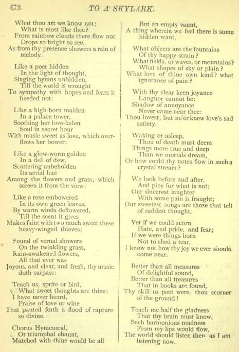 Archival Sources for ENGD18: Percy Bysshe Shelley - To a Skylark