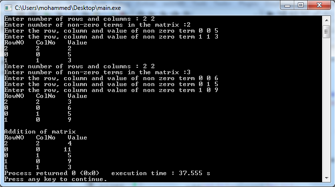 Programmers Area: C++ program to add two sparse matrices Programmers Area: C++ program to add two sparse matrices