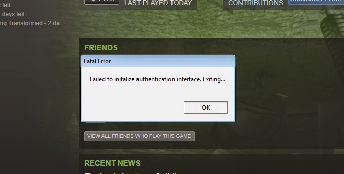 CS 1.6 ERROR: Failed to initalize authentication interface. Exiting - CS LOVERS