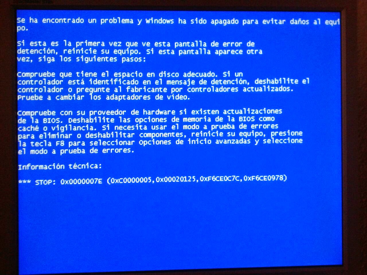 El blog de luibla: Windows pantalla azul STOP: 0x0000007E
