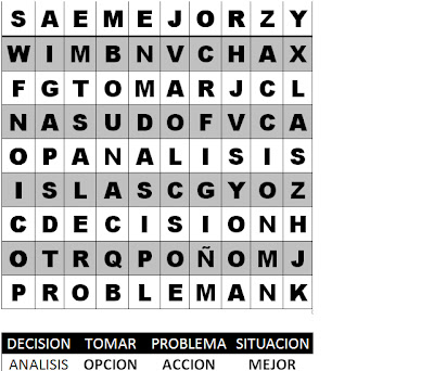 TOMA DE DECISIONES: sopa de letras