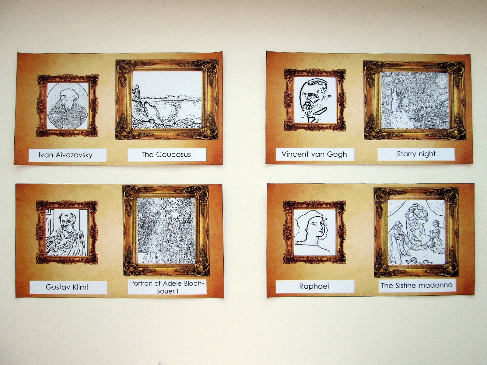 Art Appreciation: Level 6. Matching artist to the painting Montessori ...