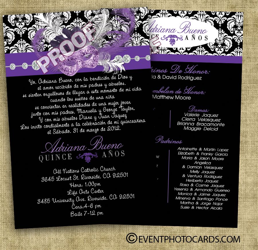 Event Photo Cards Quinceanera Masquerade Invitations Mask Mascara event-photo-cards-quinceanera-masquerade-invitations-mask-mascara
