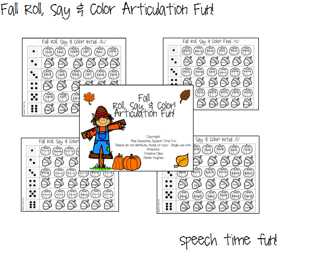 Fall Roll, Say & Color Articulation Fun! - Speech Time Fun: Speech and ...