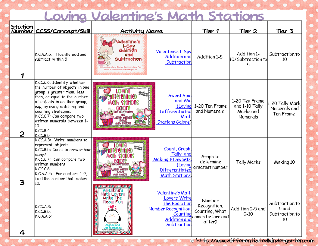 Love to Plan Differentiated and Aligned Valentine's Math Stations ...