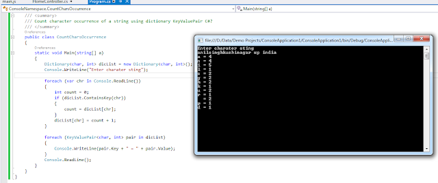 Count character occurrence of a string using dictionary KeyValuePair C# ... Count character occurrence of a string using dictionary KeyValuePair C# ...