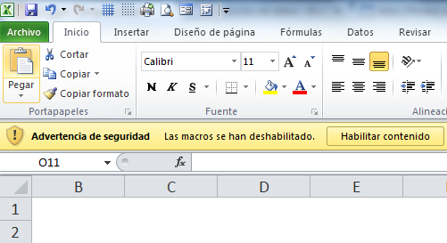 témporaExcel: Advertencia de seguridad de macros deshabilitadas en Excel