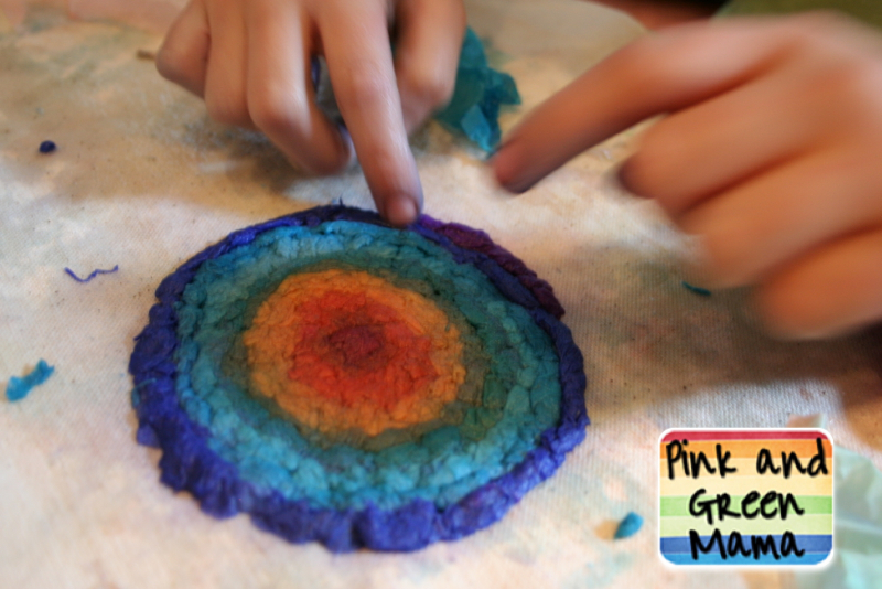 Pink And Green Mama Tissue Paper Pulp Painting or Making Paper pink-and-green-mama-tissue-paper-pulp-painting-or-making-paper