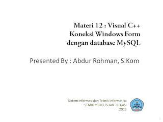 KULIAH PROGRAMMING: Visual C++ - Membuat Koneksi Database MySql