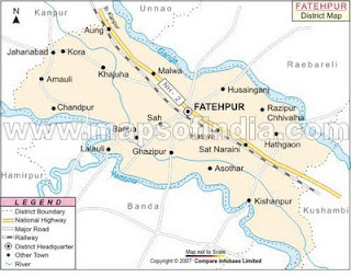 District Map ~ Fatehpur District Uttar Pradesh India