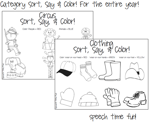 Category Sort, Say & Color! For the entire year!! - Speech Time Fun ...