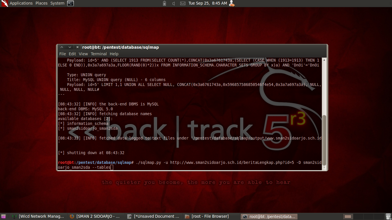 Tutorial Deface Dengan SQLmap Di BackTrack 5 (With Live Target) ~ Sidoarjo CyberTeam | Sidoarjo ...