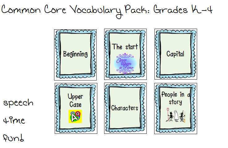 Common Core Vocabulary Pack: Grades K-4 - Speech Time Fun: Speech and ...