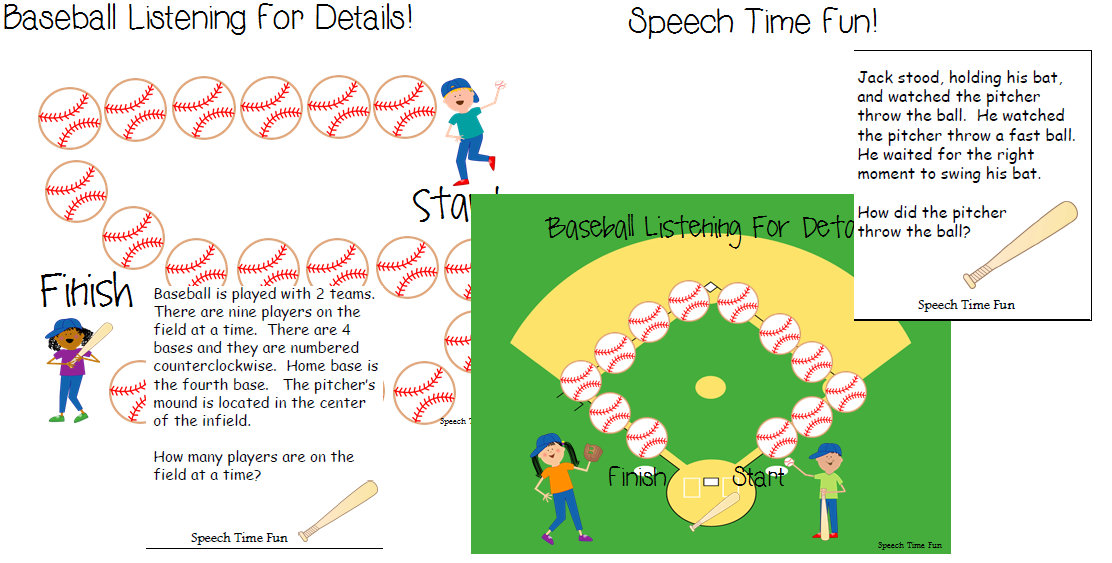Baseball Listening For Details! - Speech Time Fun: Speech and Language ...