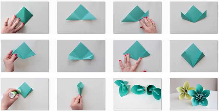 Pasos para hacer flores origami - Imagui