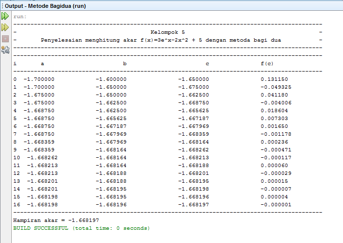 Java - Metode Numerik Metode Bagi Dua