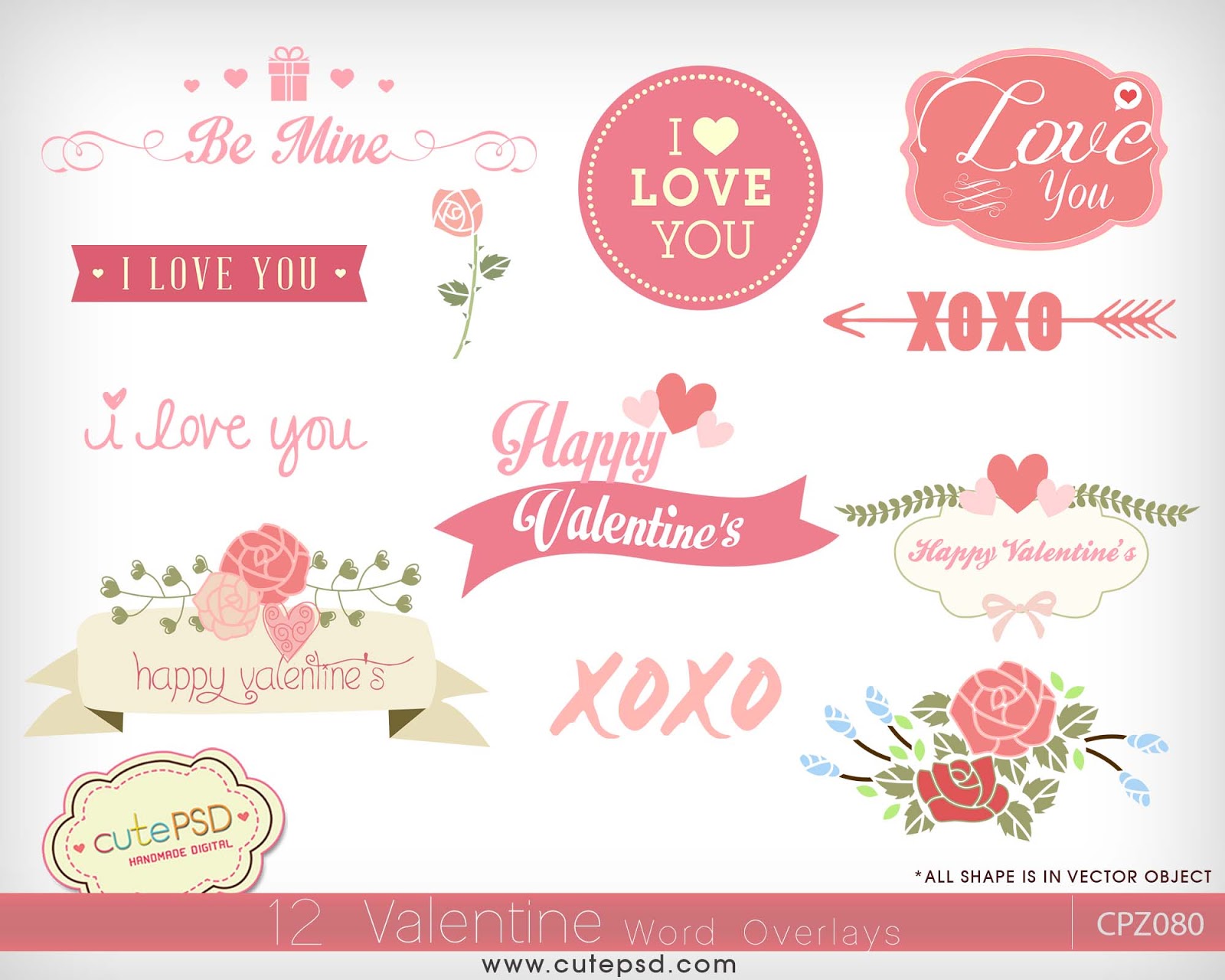 VALENTINES OVERLAYS v1- 12 overlay set -CPZ080 | CUTE PSD