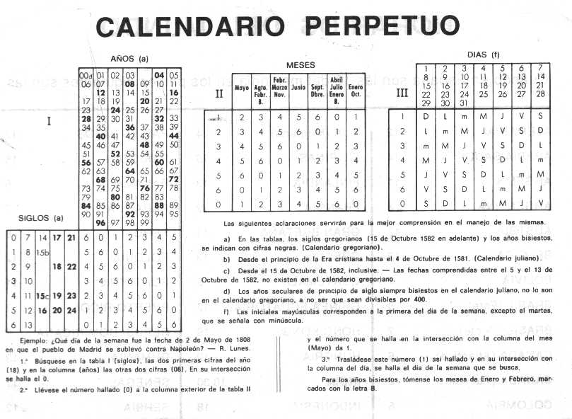 Viajes: Calendario Perpetuo (pinchar dos veces)