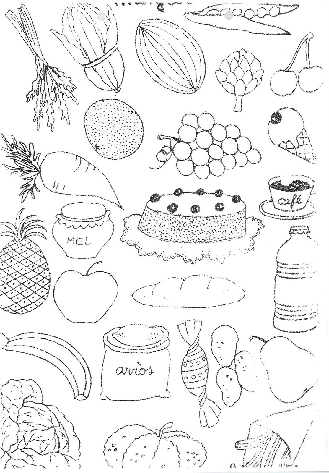 Dibujos de los alimentos para colorear - Imagui