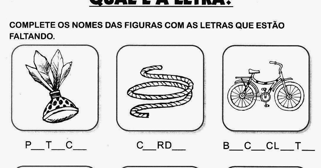 Atividade de Alfabetização - Qual letra esta faltando - Desenhos Para ... Atividade de Alfabetização - Qual letra esta faltando - Desenhos Para ...