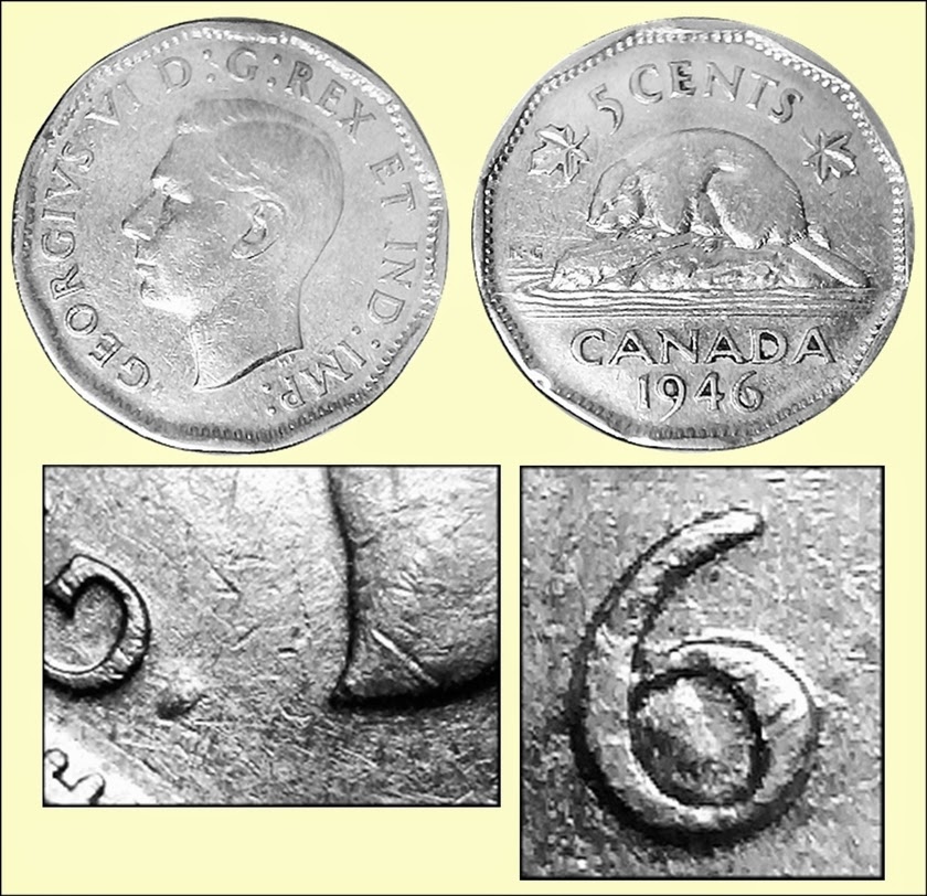 5 Cents Canada: 1946 - Pointe de Flèche des 2 côtés (Arrowhead Both Side)