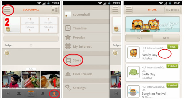 Cocoonball: Android - วิธีโหลดและใช้สติ๊กเกอร์ MOLOME