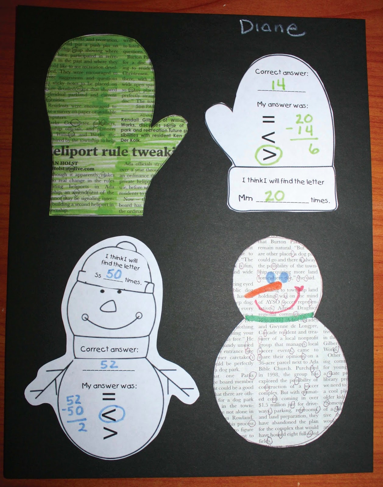 Mitten and Snowman Math With Literacy Craftivity - Classroom Freebies