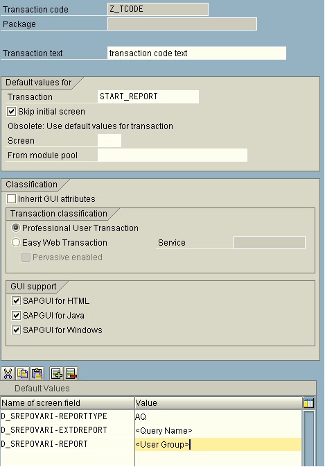 A Blog: Transaction code For SAP Query