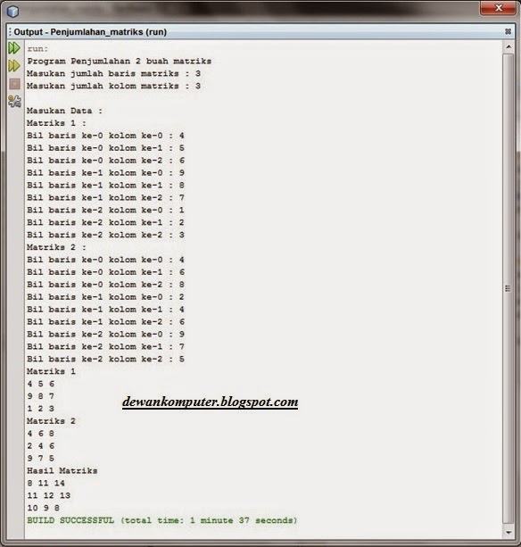 Cara Membuat Penjumlahan Matriks dengan Java ~ Dewan Komputer