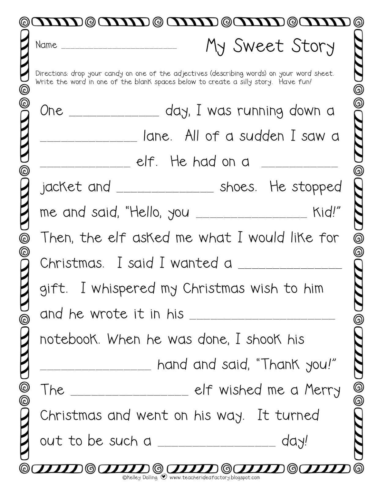 MY SWEET STORY: A HOLIDAY-FLAVORED FREEBIE - Teacher Idea Factory