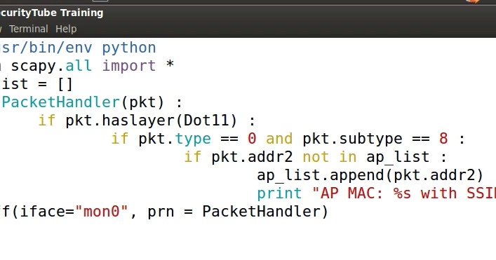 SecurityTube.net Hack of the Day: Wi-Fi SSID Sniffer in 10 Lines of Python