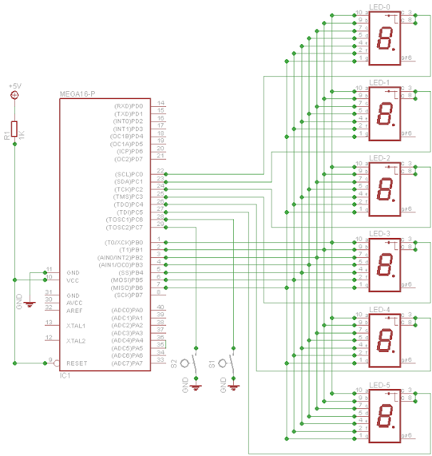 EMBEDDED: ATMEGA 16 SEVEN SEGMENT DIGITAL CLOCK