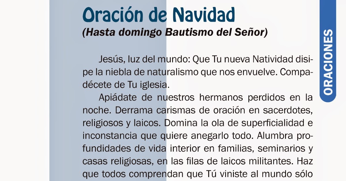 Escuela y Familia Católica: ORACIÓN DE NAVIDAD